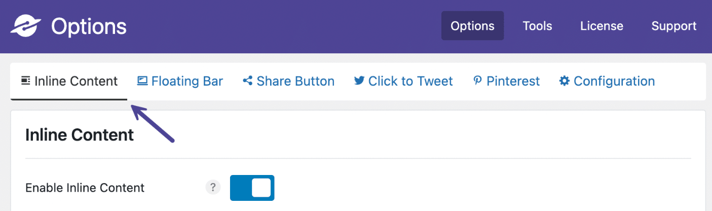 How to change inline content share buttons alignment
