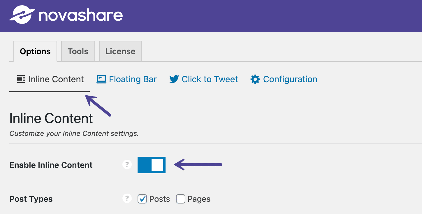 How to enable inline content share buttons - Novashare How to enable inline content share buttons - Novashare