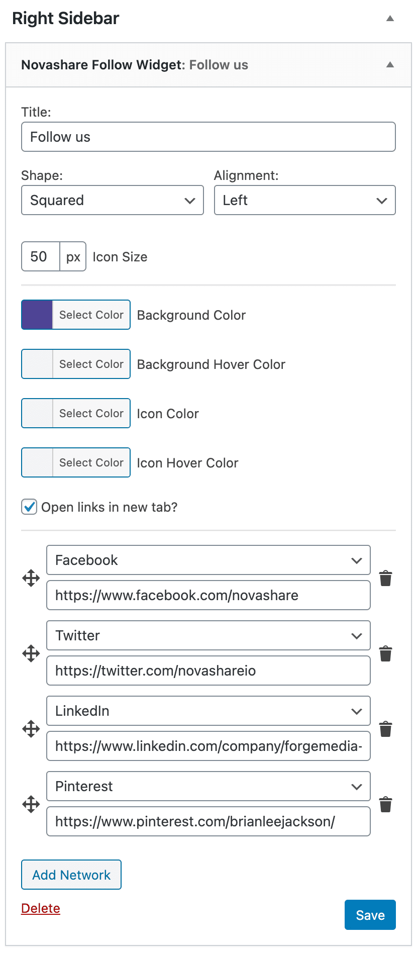 How to use the social follow widget - Novashare