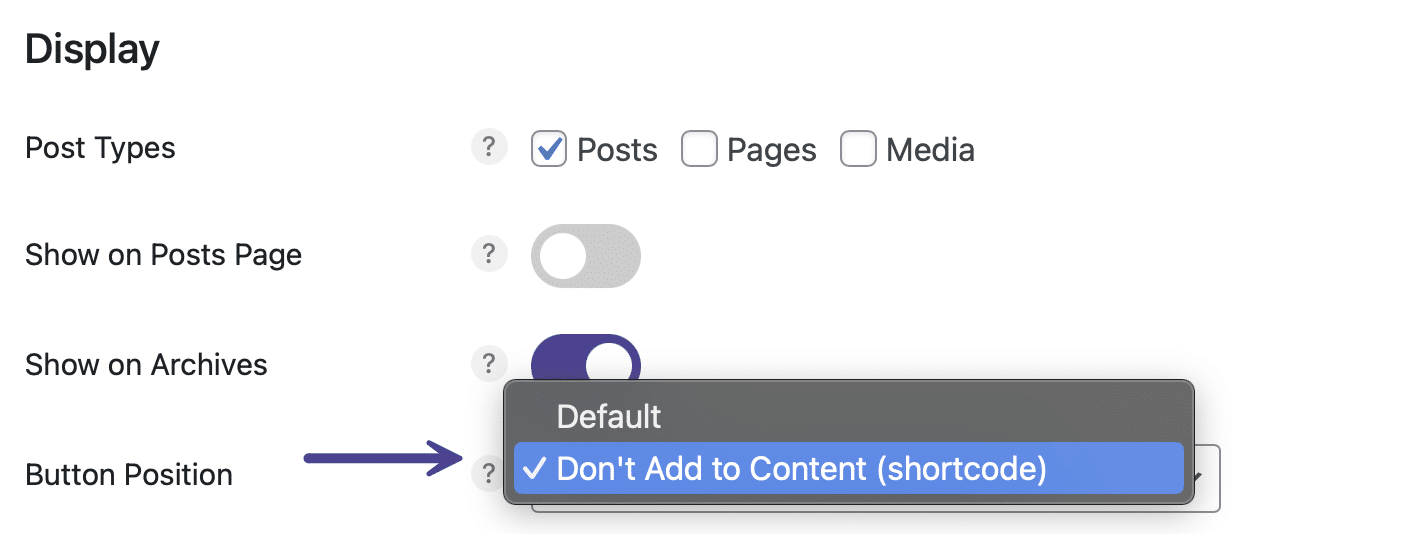 How to display inline, floating, and follow buttons with a shortcode